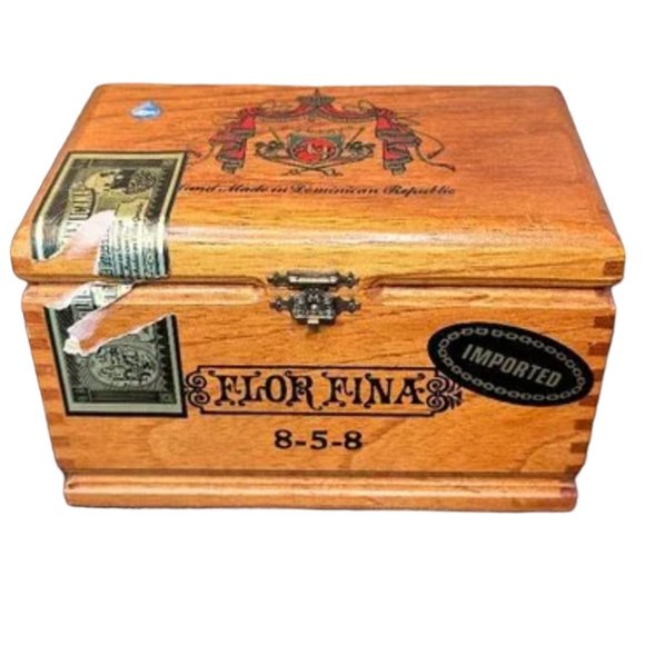 Accents | Vintage Flor Fina Wood Cigar Box With Hinge Storage Diy ...